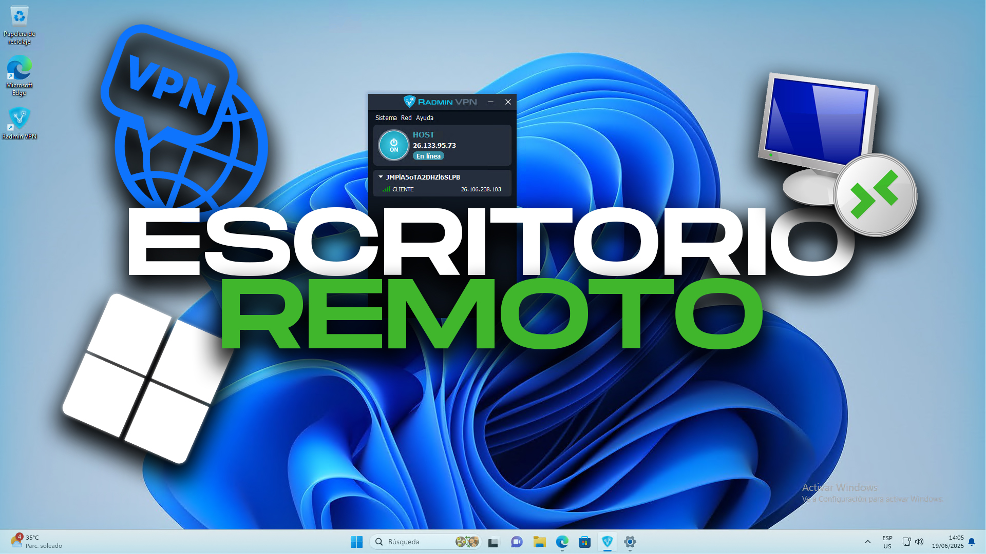Escritorio remoto en Windows desde otra red con VPN